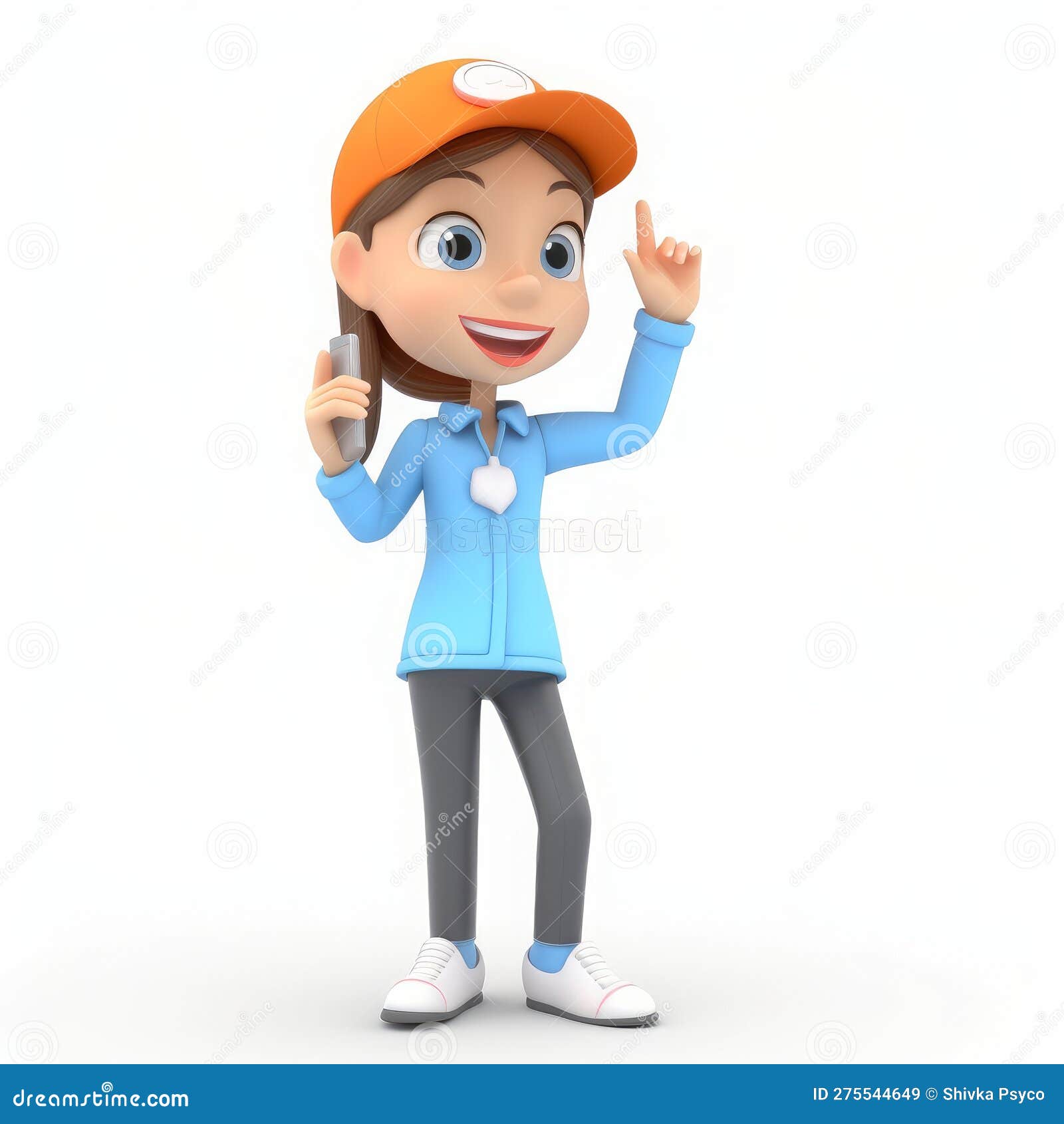 3D Cool Female Character Speaking on a Smartphone Generative AI Stock ...