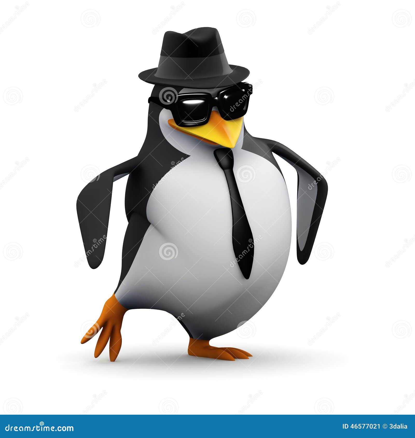 3d Cool Penguin Does His Dance Stock Illustration - Illustration of ...