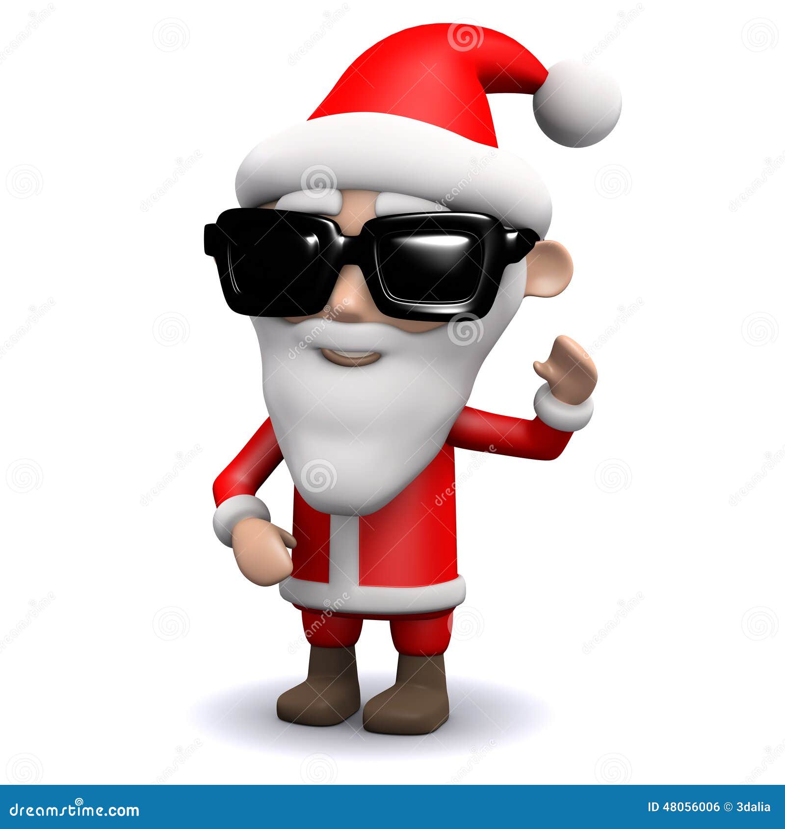 3d Cool Santa Claus Waves Hello Stock Illustration - Illustration of ...