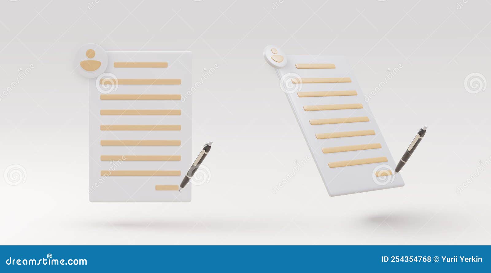 3d Copywriting, Writing Icon. Document and Pens. Vector Illustration ...