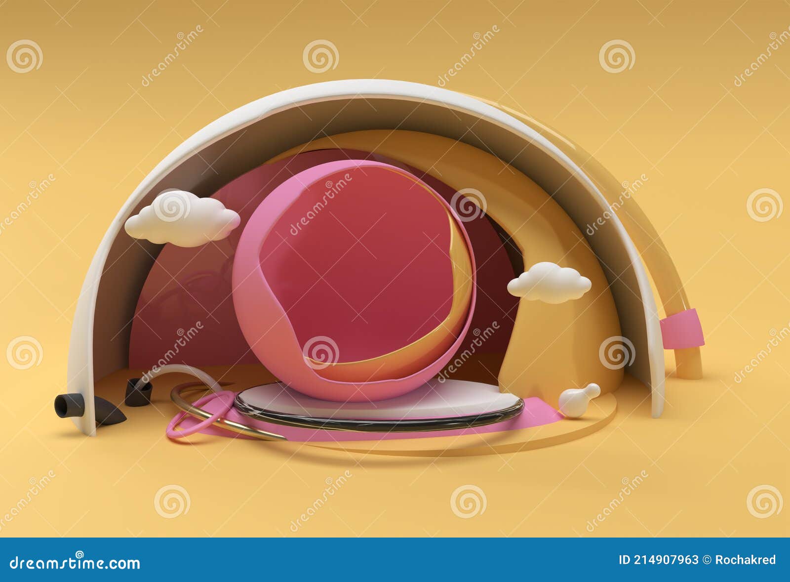 3D Core Ball Hemisphere Shell Minimalism Geometry Background. 3d ...