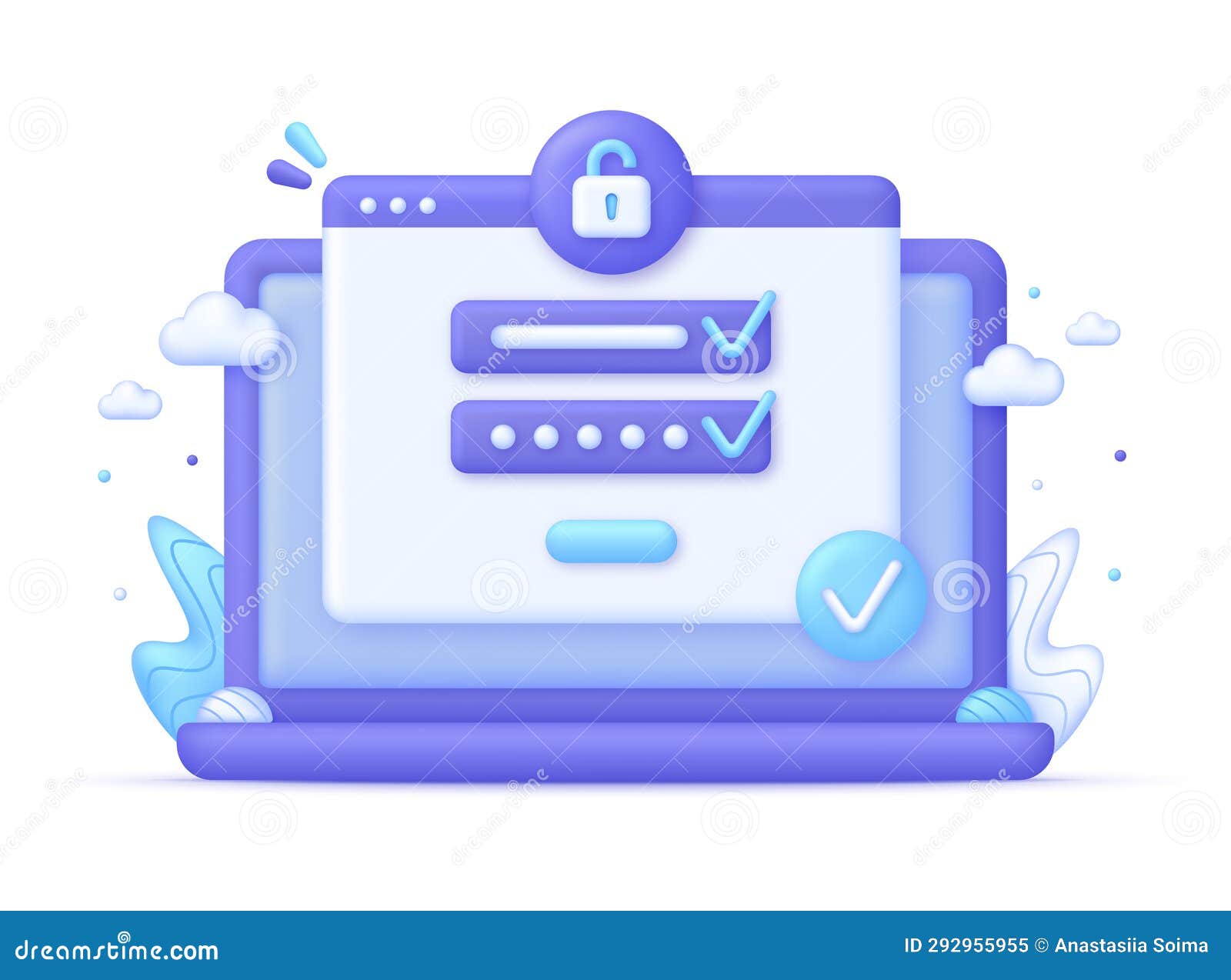 3D Correct Password on Computer. Personal Data Protection on the ...