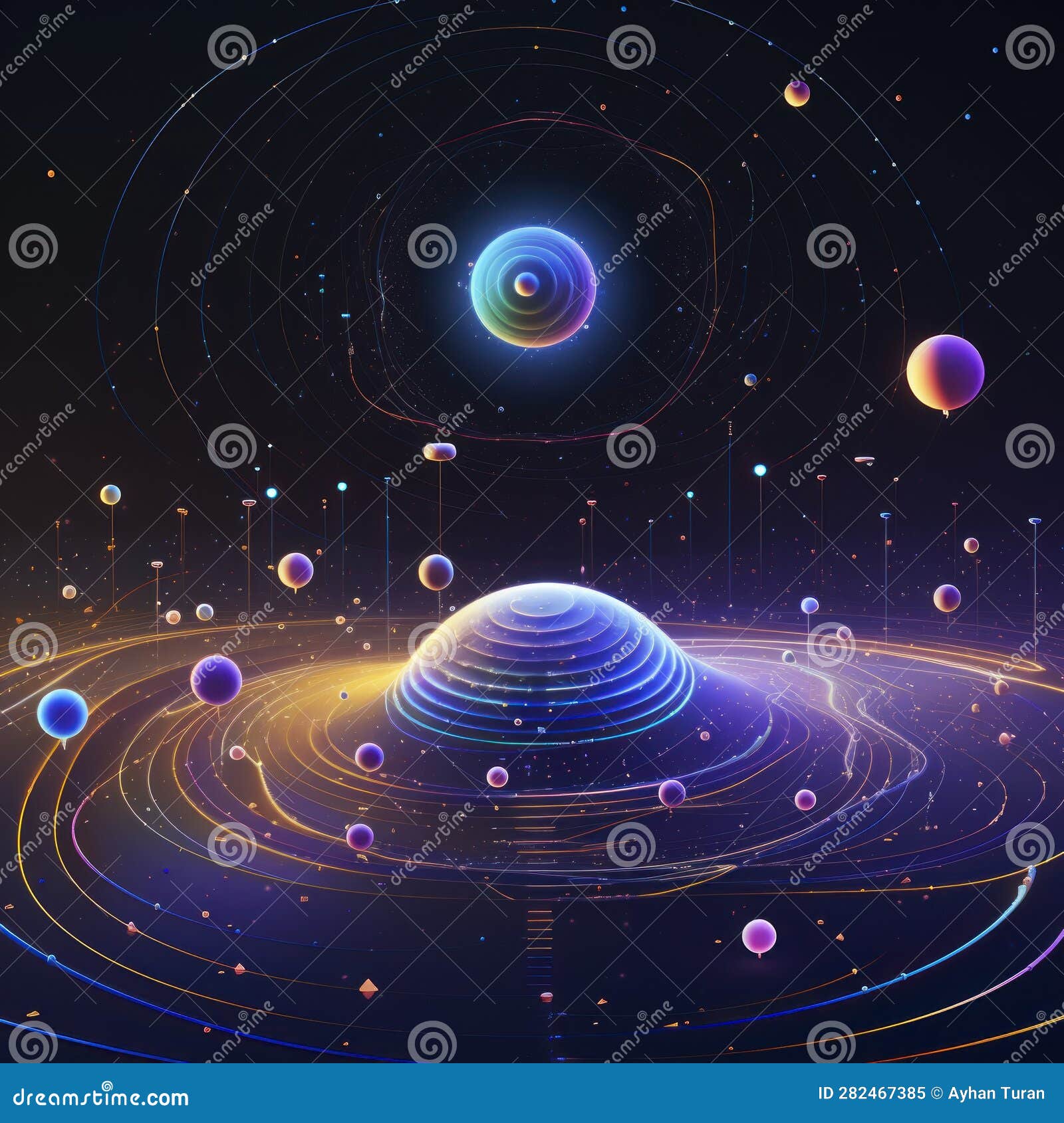 3d Cosmic Background with Flowing Starry Sky, Subtle Color Gradient, and Music Elements Stock ...