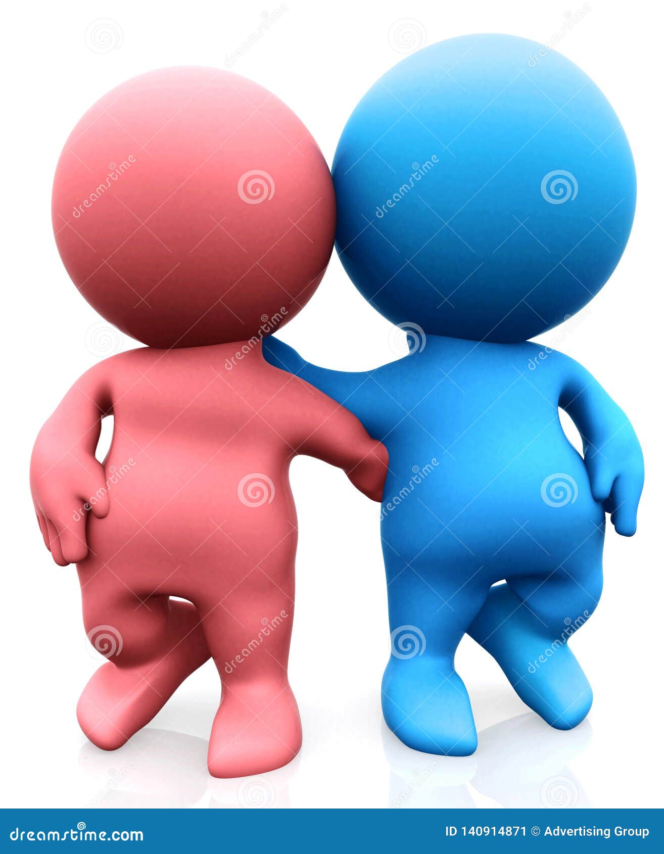 3D Couple Hugging Blue and Pink Stock Illustration - Illustration of ...