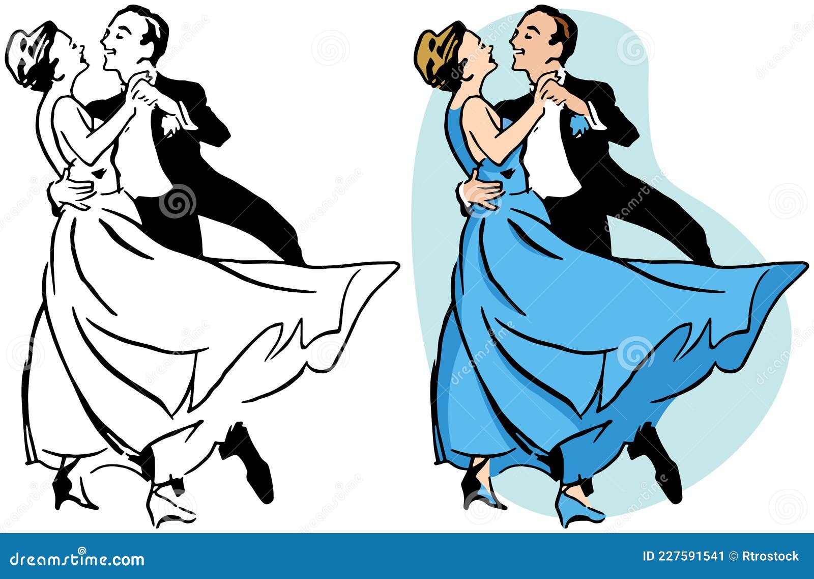 A Couple Slow Dancing a Ballroom Dance Stock Vector - Illustration of ...
