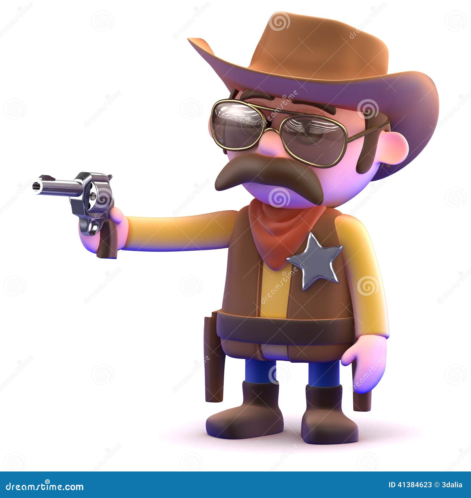 3d Cowboy points his gun stock illustration. Illustration of gunslinger ...