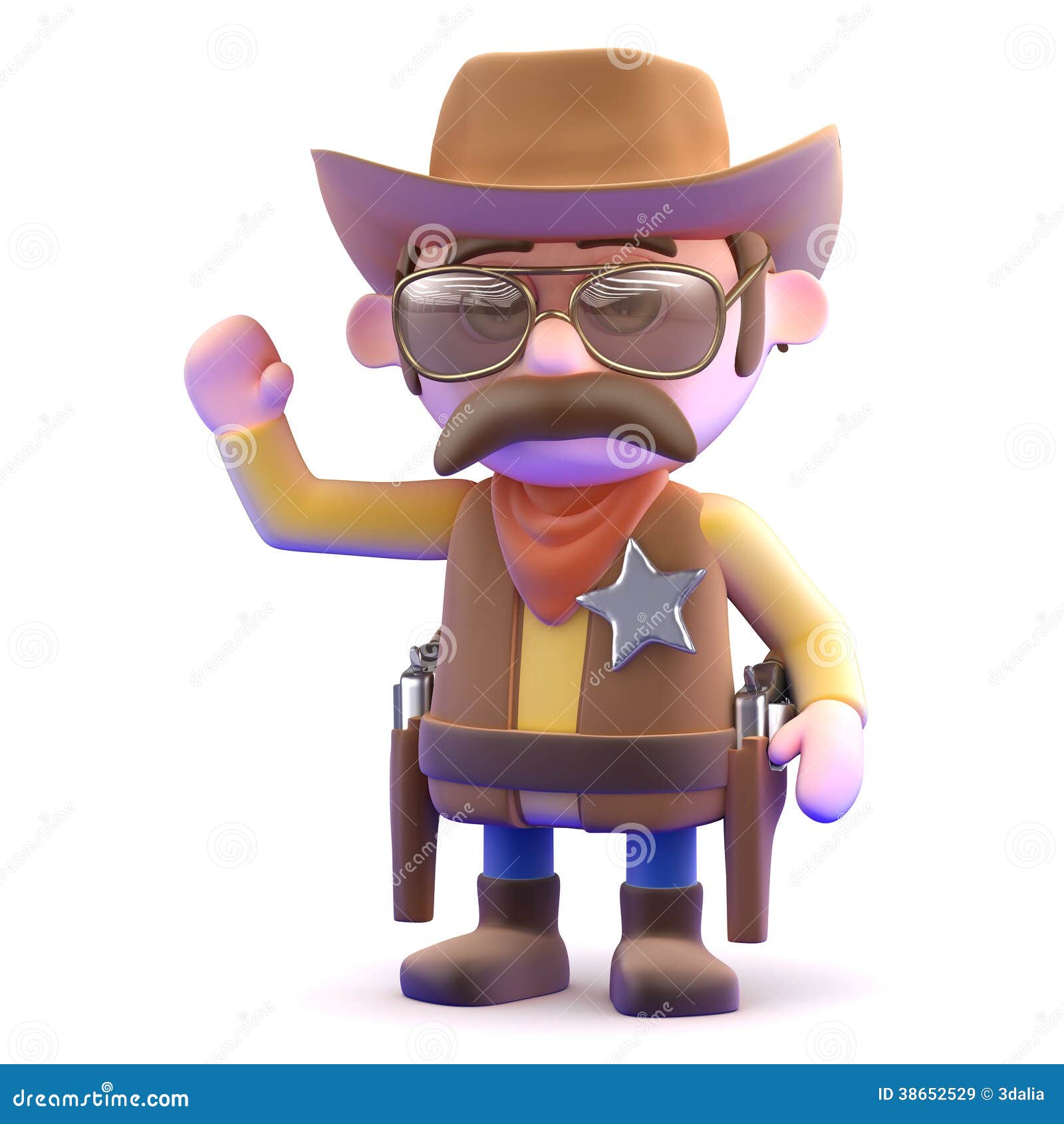 3d Cowboy waving stock vector. Illustration of funny - 38652529