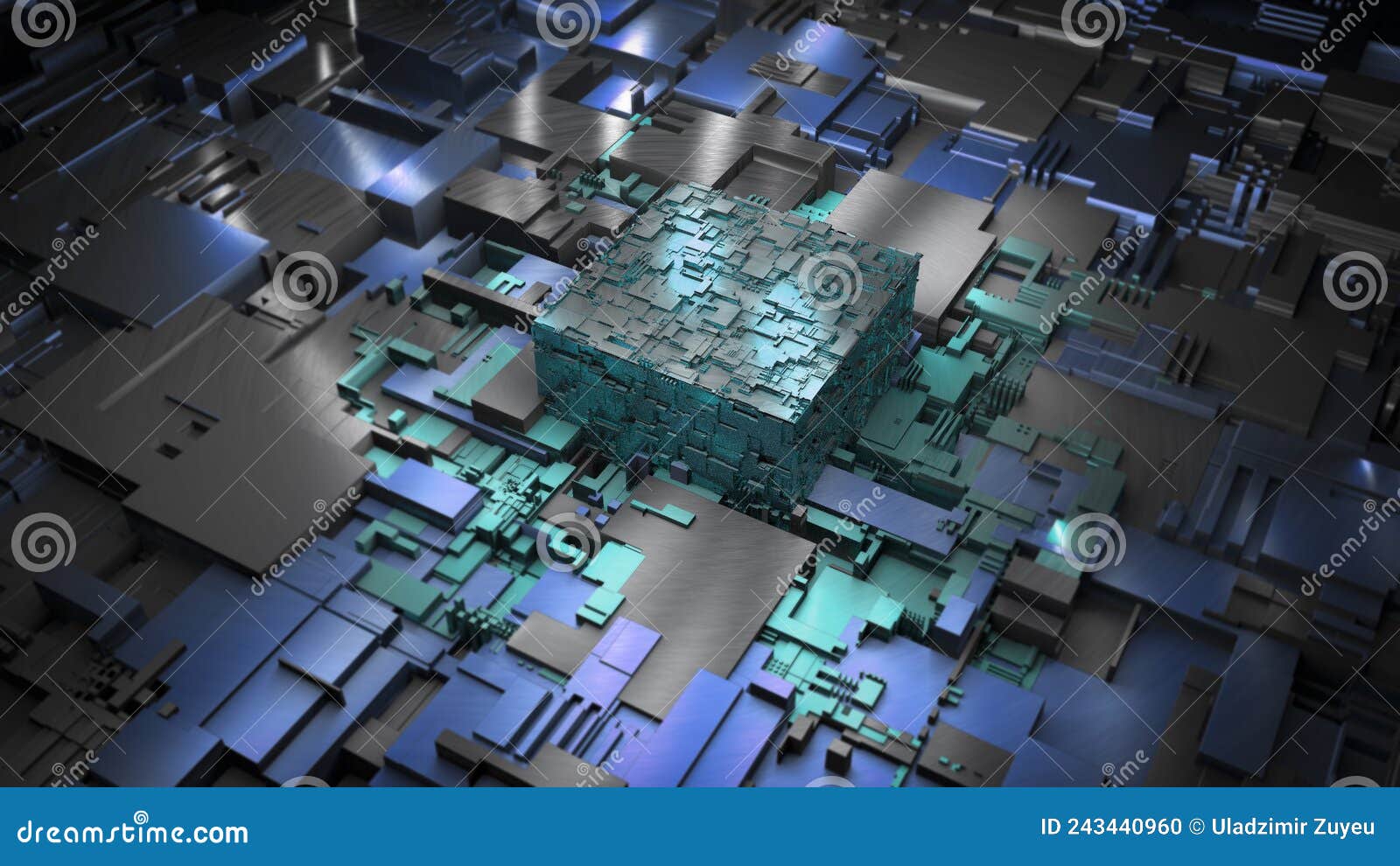 3d Cpu Processor Chip Background. Technological Abstract Illustration ...