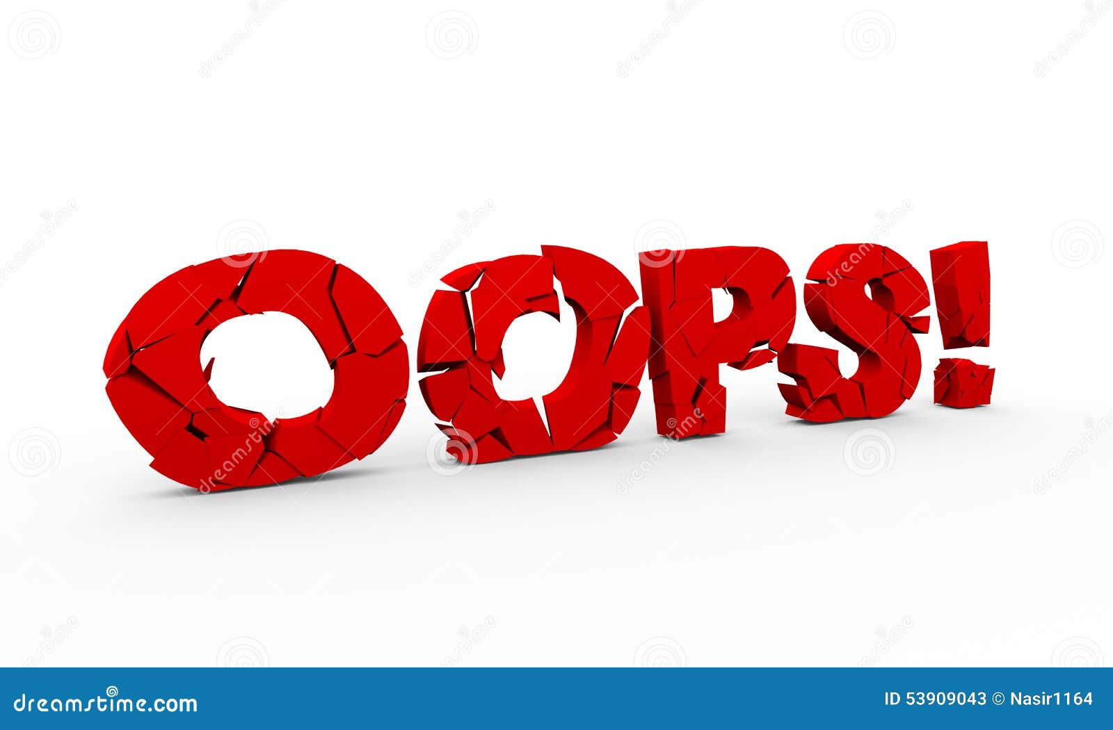 3d cracked word text oops stock illustration. Illustration of error ...