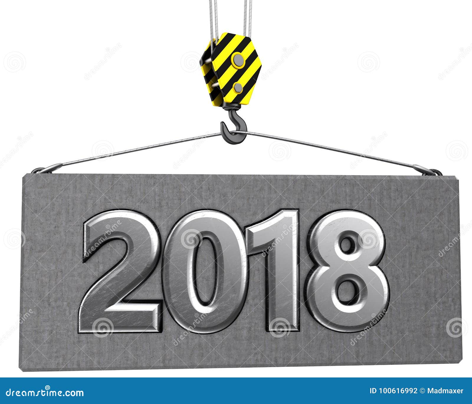 3d Crane Hook with Metal 2018 Sign Stock Illustration - Illustration of ...