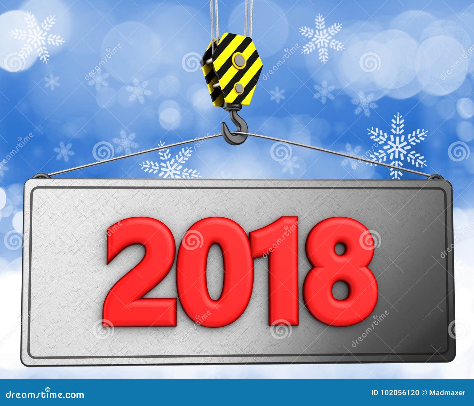 3d Crane Hook with Red 2018 Sign Stock Illustration - Illustration of ...