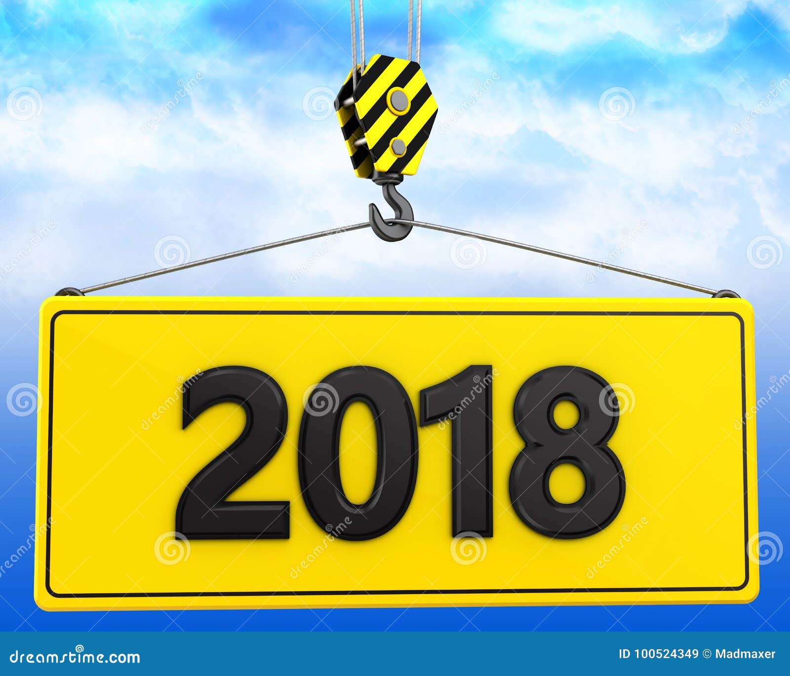 3d Crane Hook with 2018 Sign Stock Illustration - Illustration of digit ...