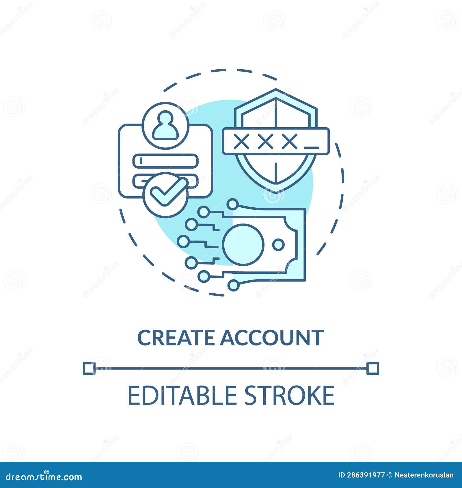 2D Create Account Blue Line Icon Concept Stock Vector - Illustration of ...