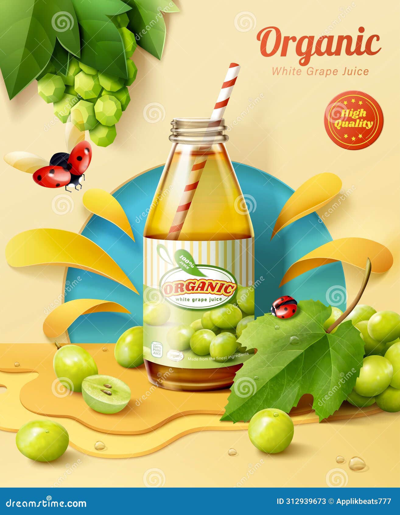 3d Creative White Grape Juice Ad Stock Vector - Illustration of fresh ...