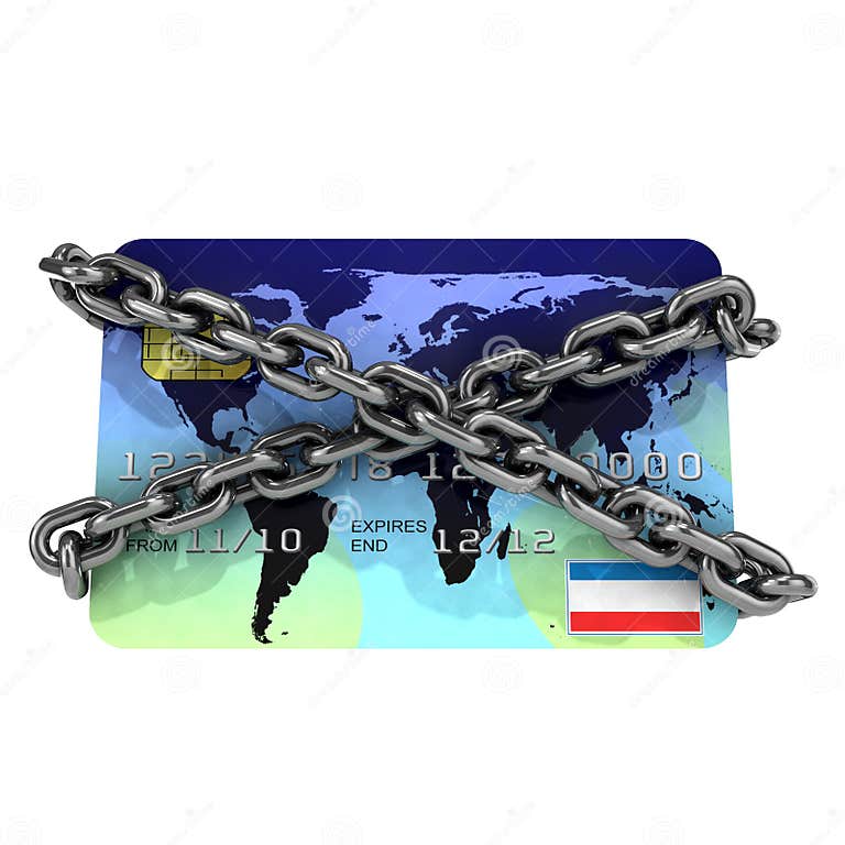 3d Credit card chained stock illustration. Illustration of isolated ...