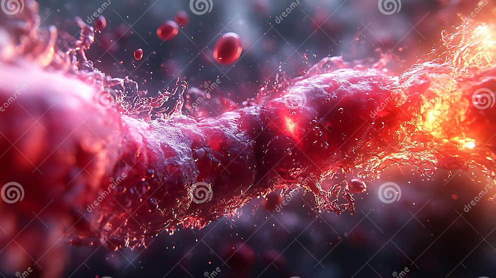 3D Cross Section of Blocked Artery with Blood Flow Stock Illustration ...