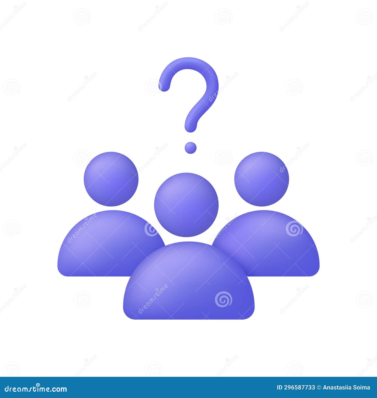 3D Crowd of People with Question Mark. Choice, Problem Solving Concept ...