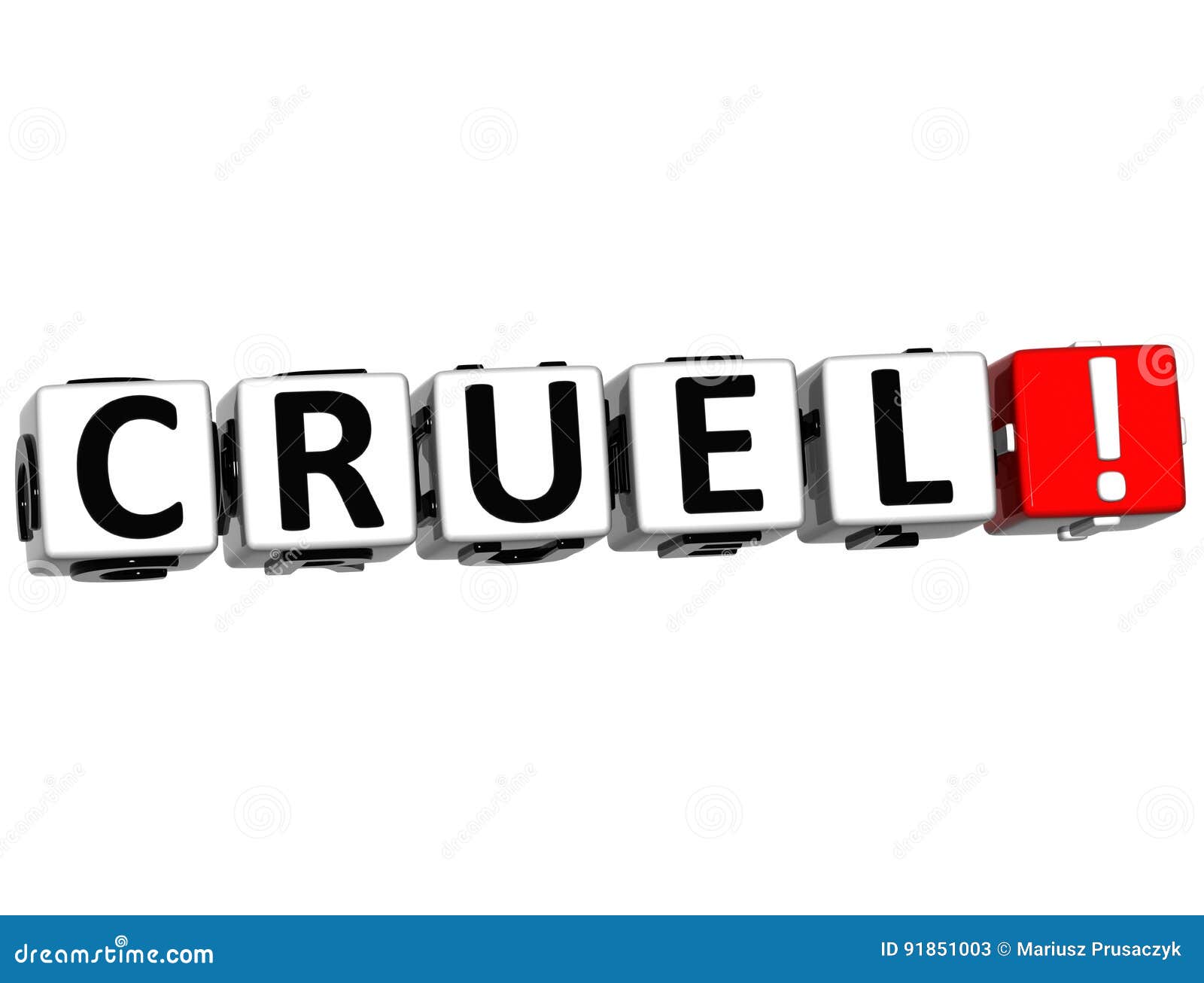 3D Cruel Button Click Here Block Text Stock Illustration - Illustration ...