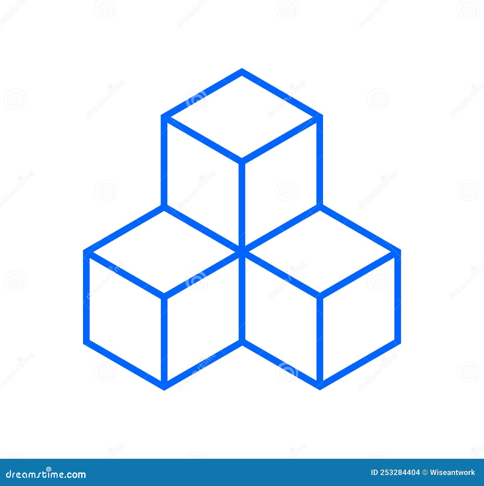 3d Cube. Block with 3 Boxes. Outline Icon for Package, Stack, Building ...