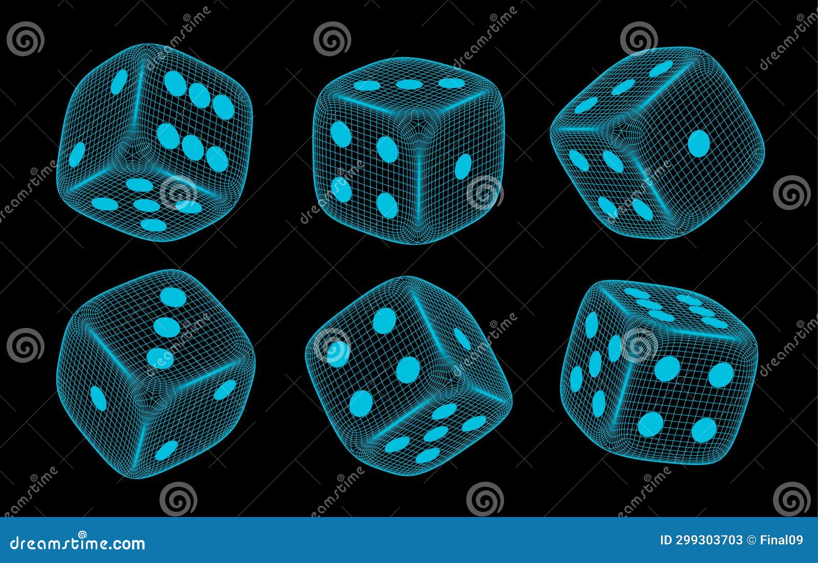 3d Cube for Casino Board Games. Dice Icon in Wireframe of Grid Stock ...