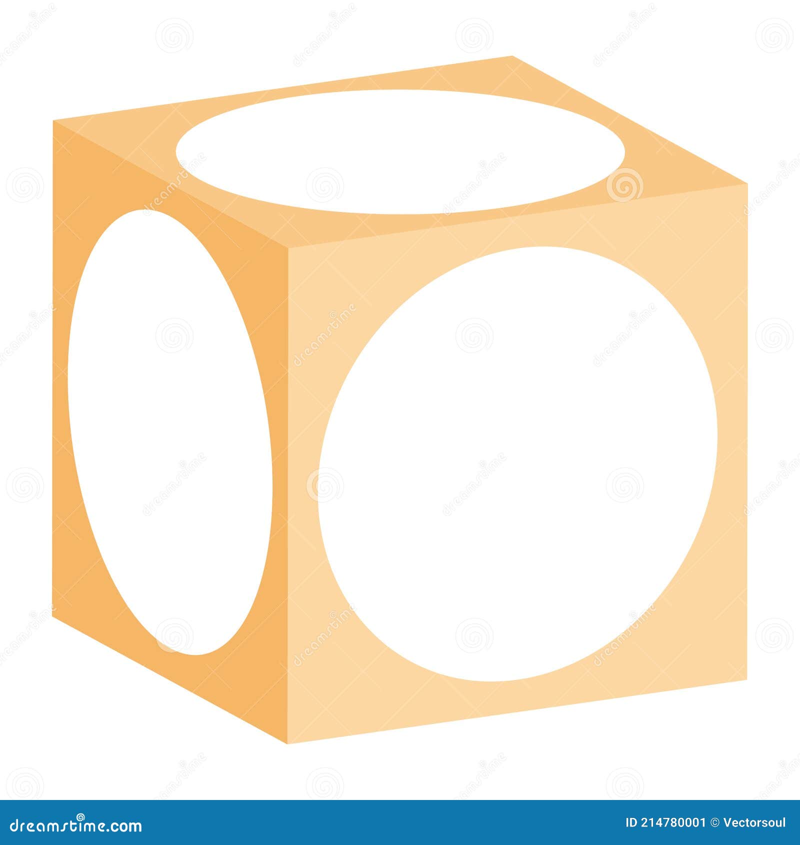 3d Cube with Circles Cut in Its Surface Stock Vector - Illustration of ...