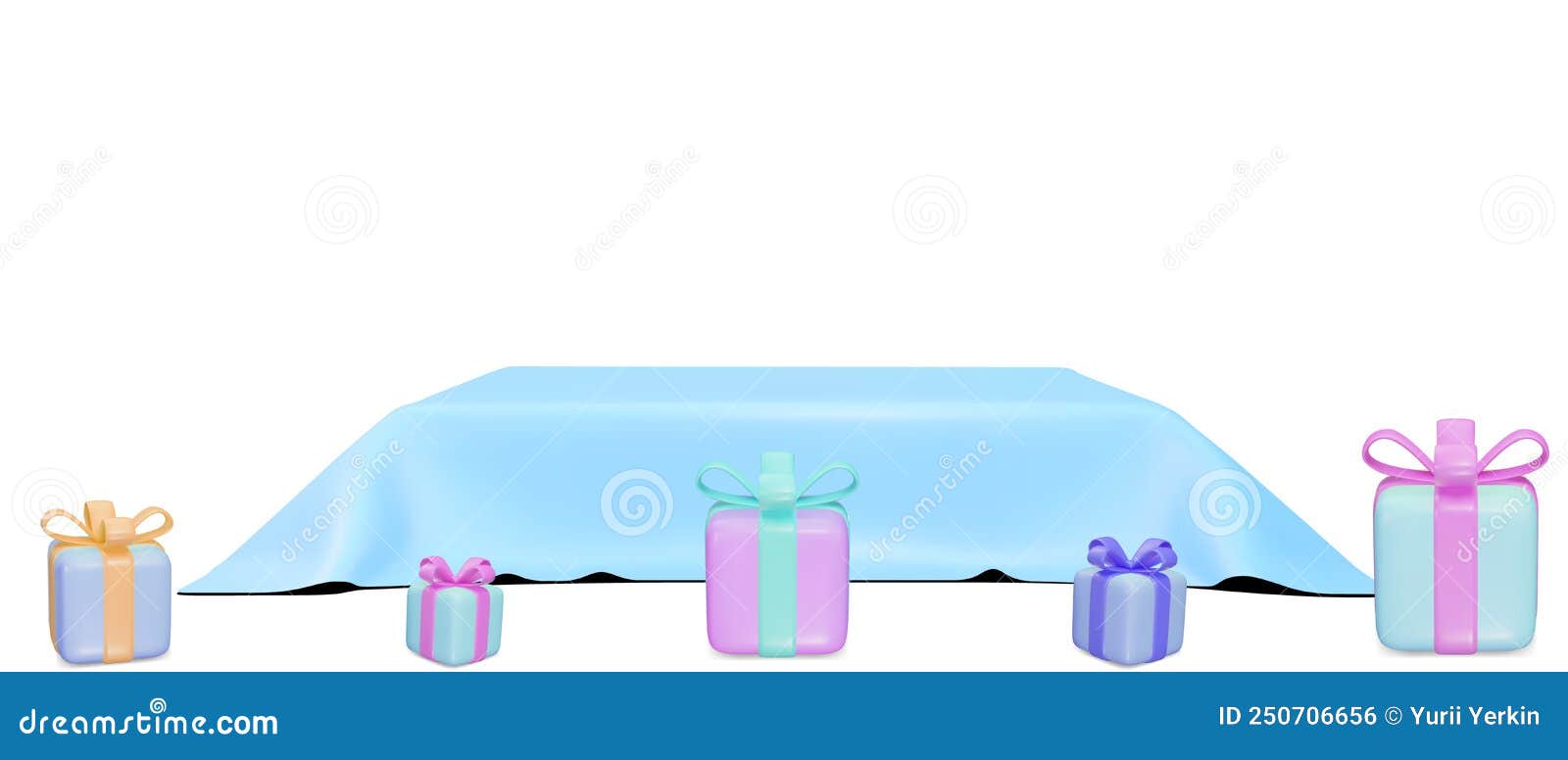 Cube Or Box Covered Flying Blue Silk Fabric On White Background. Secret ...