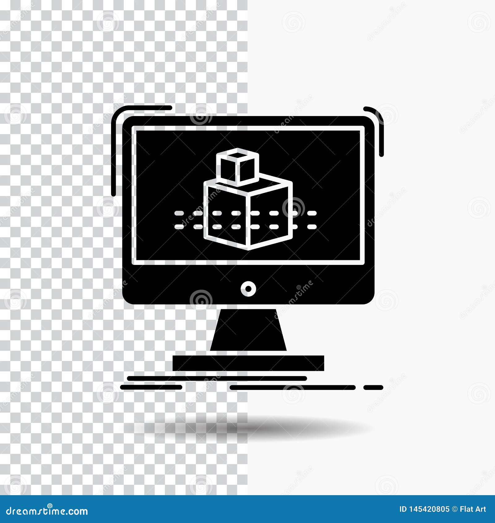 3d, Cube, Dimensional, Modelling, Sketch Glyph Icon on Transparent ...