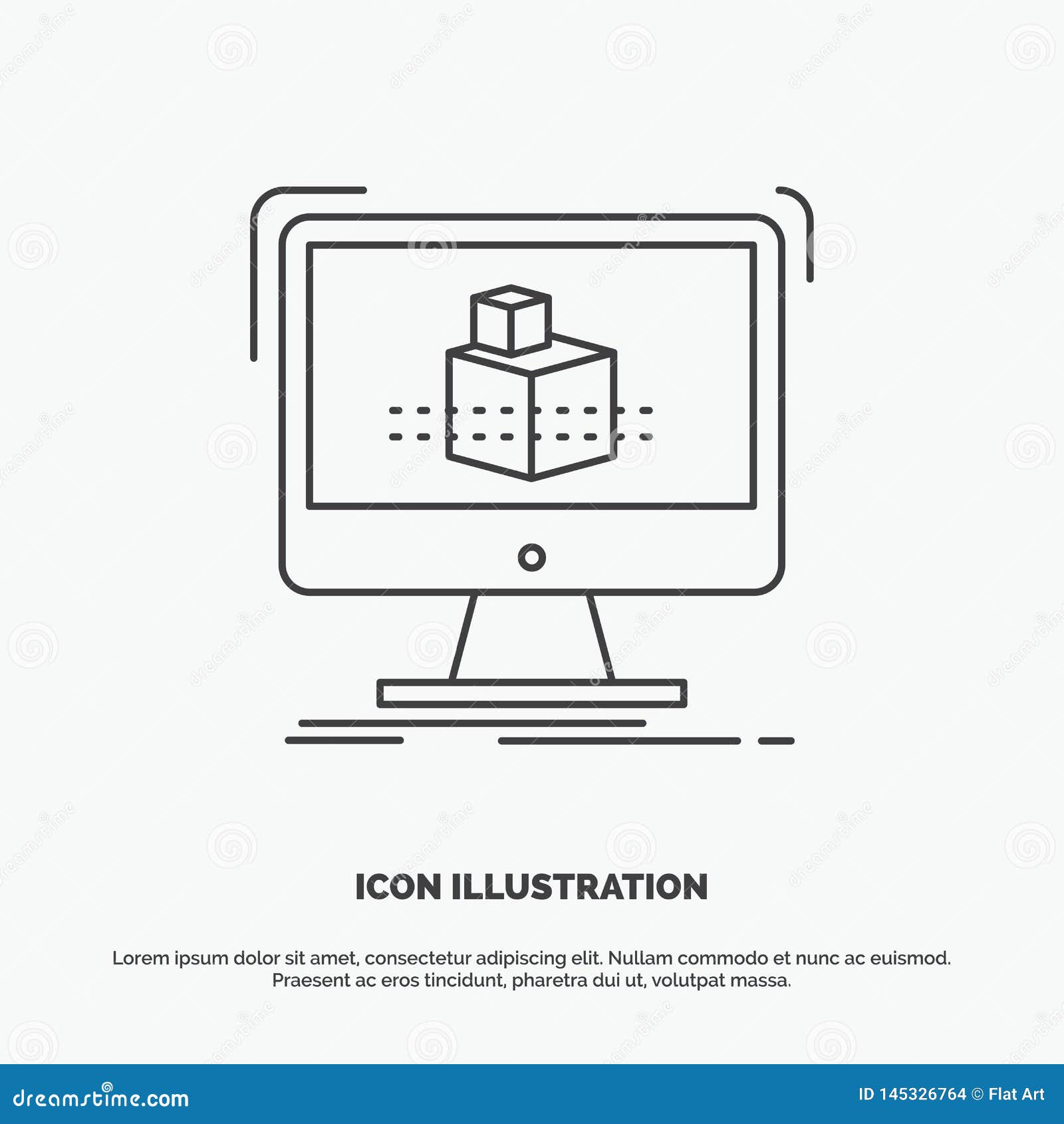 3d, Cube, Dimensional, Modelling, Sketch Icon. Line Vector Gray Symbol for UI and UX, Website or ...