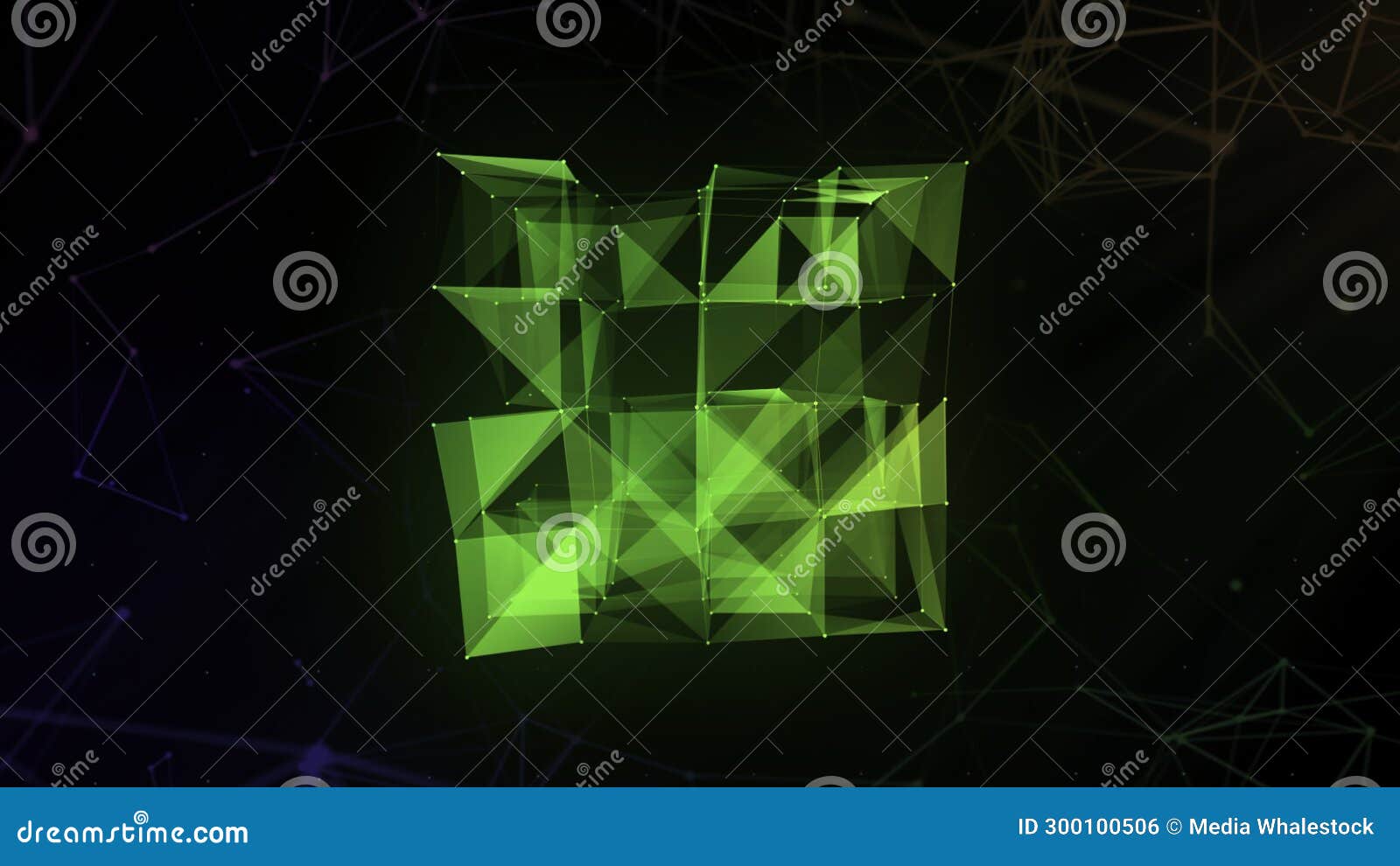 3D Cube of Geometric Lines. Motion. Holographic Cube of Chaotic ...