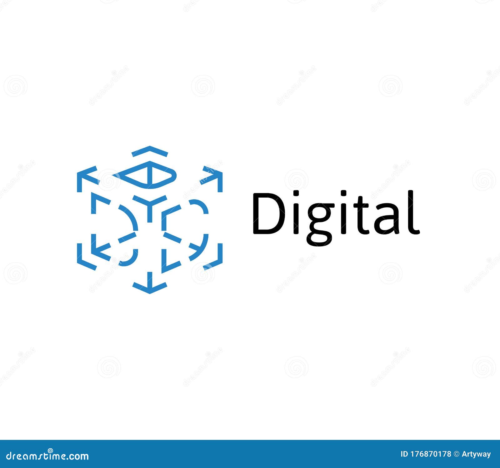 3D Cube Icon, Dashes 3d Letter D. Digital Tech Logo Template Stock ...