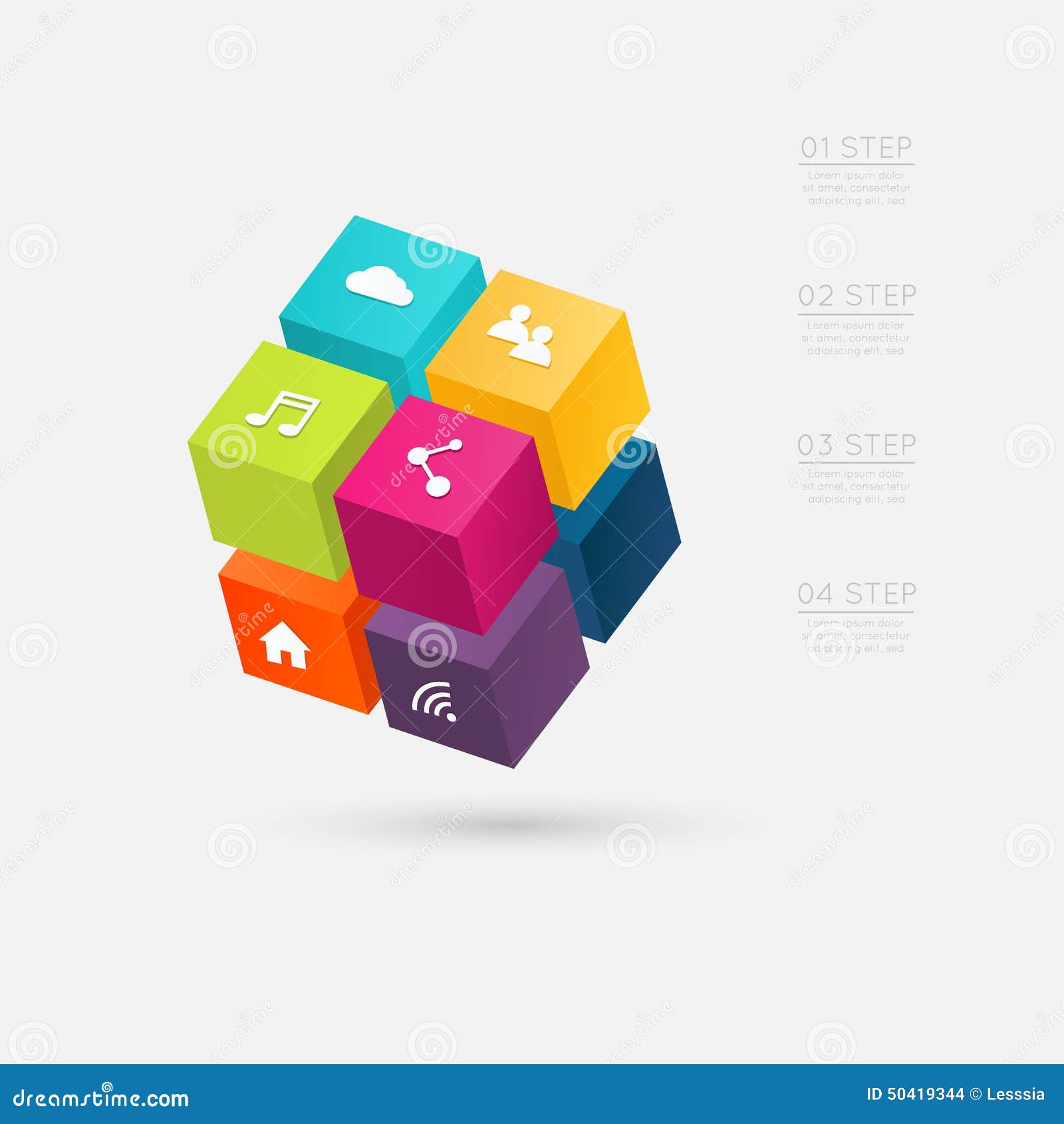 3d cube infographics. stock vector. Illustration of creative - 50419344