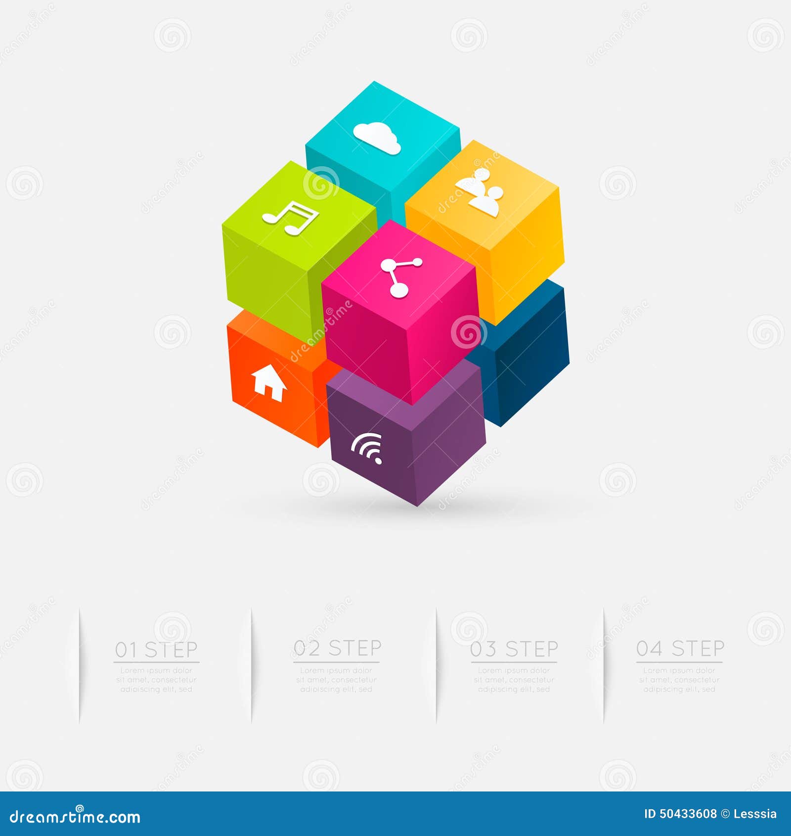 3d cube infographics. stock vector. Illustration of business - 50433608
