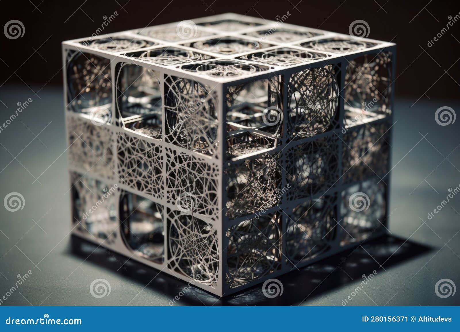 3d Cube with Intricate Lattice Structure on Each Face Stock Image ...