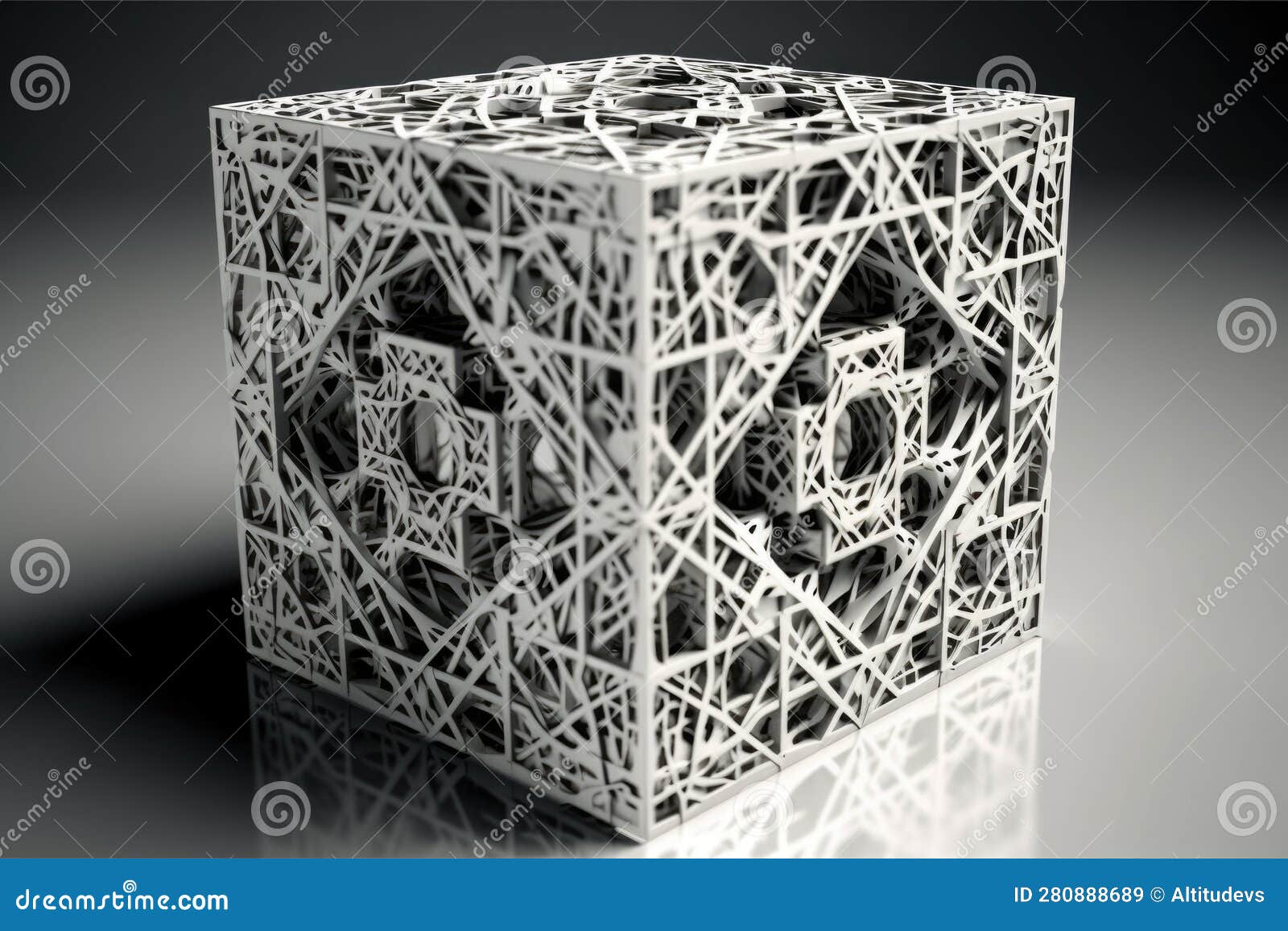 3d Cube with Intricate Lattice Structure on Each Face Stock ...