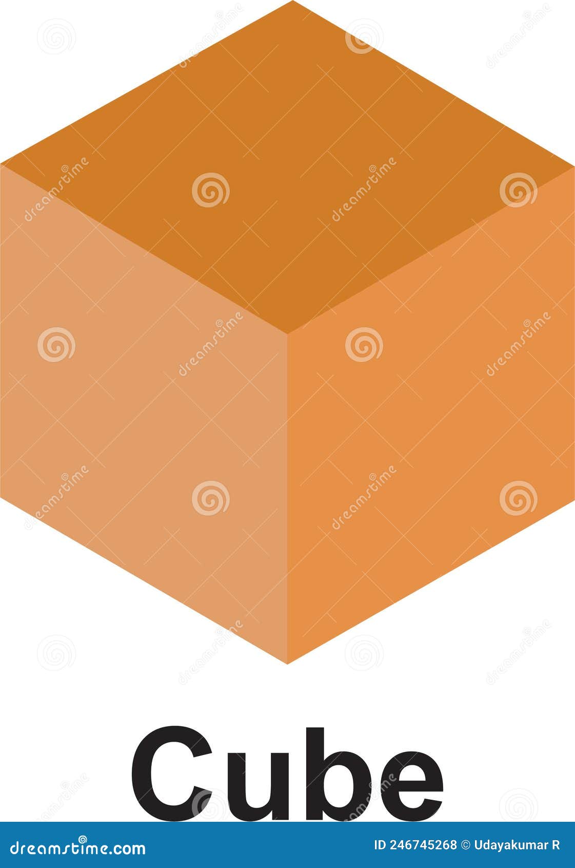 3d Cube Orange Color. Illustration of a Box. with White Background ...