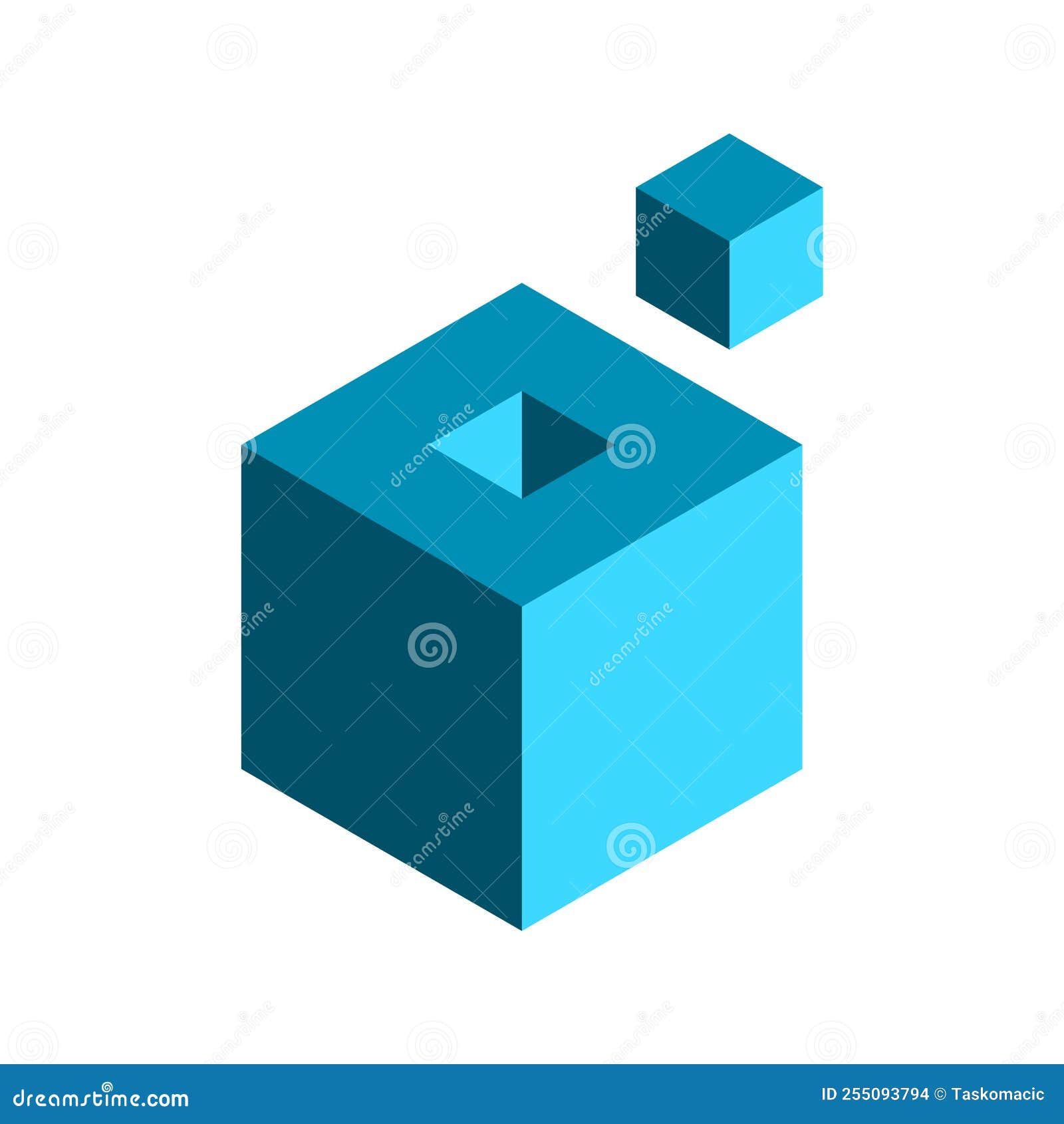 3D Cube with Small Part Outside. Missing Piece Idea. Stock Vector ...