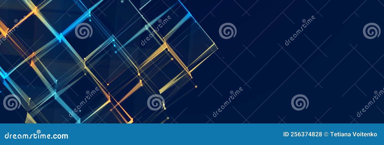 3D Cube Structure With Connected Dots And Lines. Wireframe Construct ...