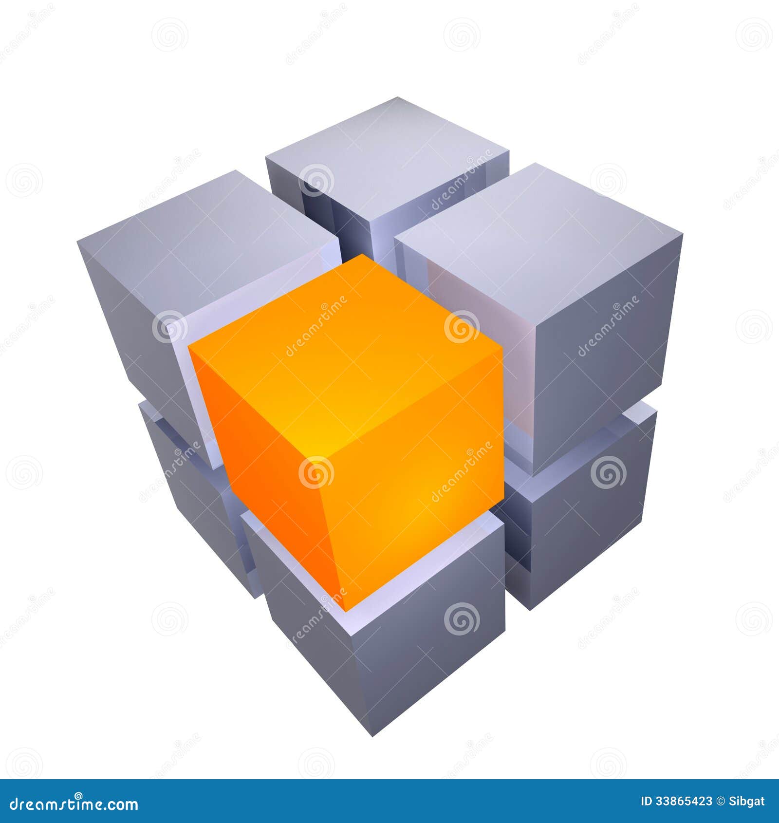 3D Cube with Unique Segment. Stock Illustration - Illustration of cube ...