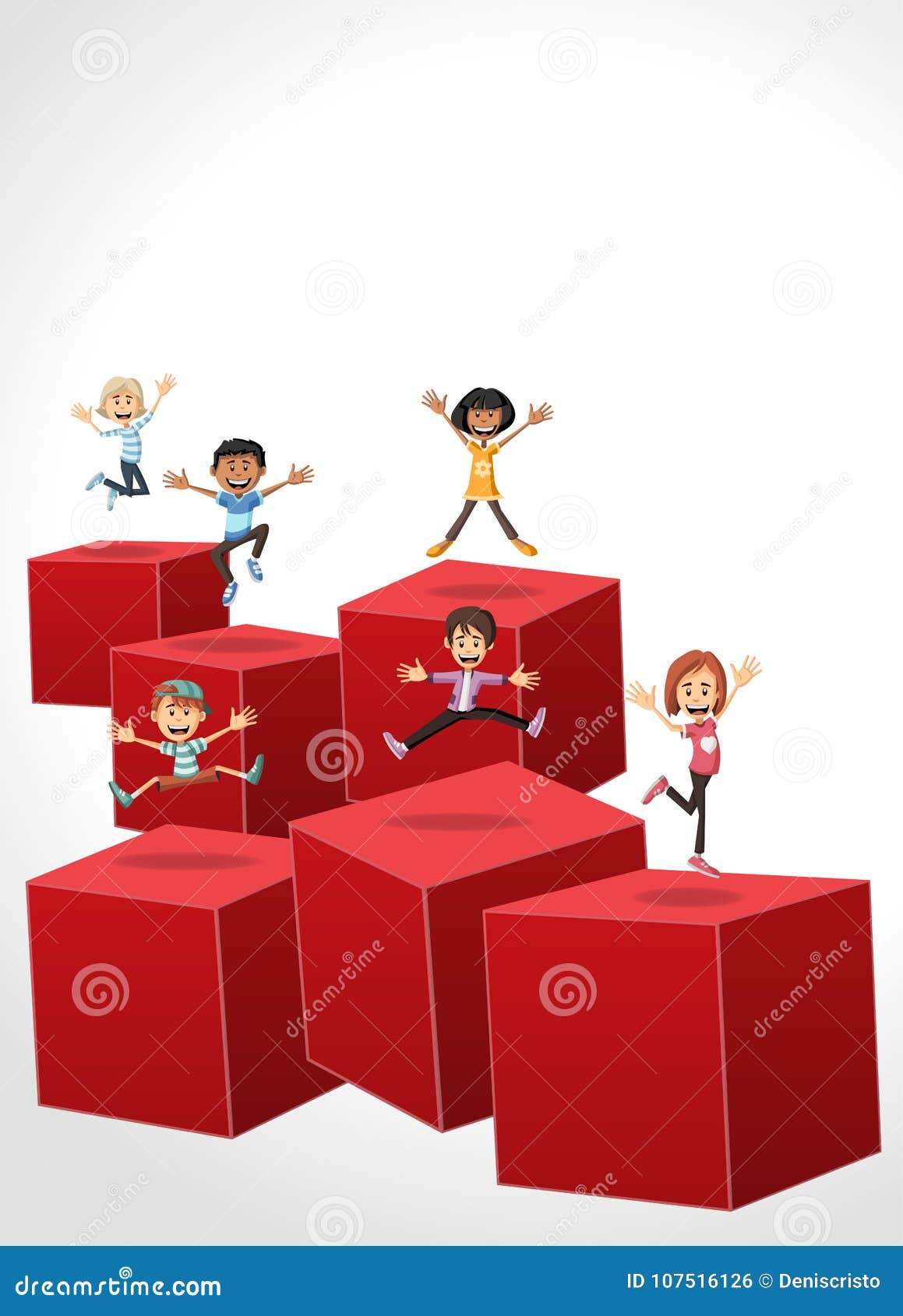3d Cubes with Cartoon Children. Stock Vector - Illustration of poster ...