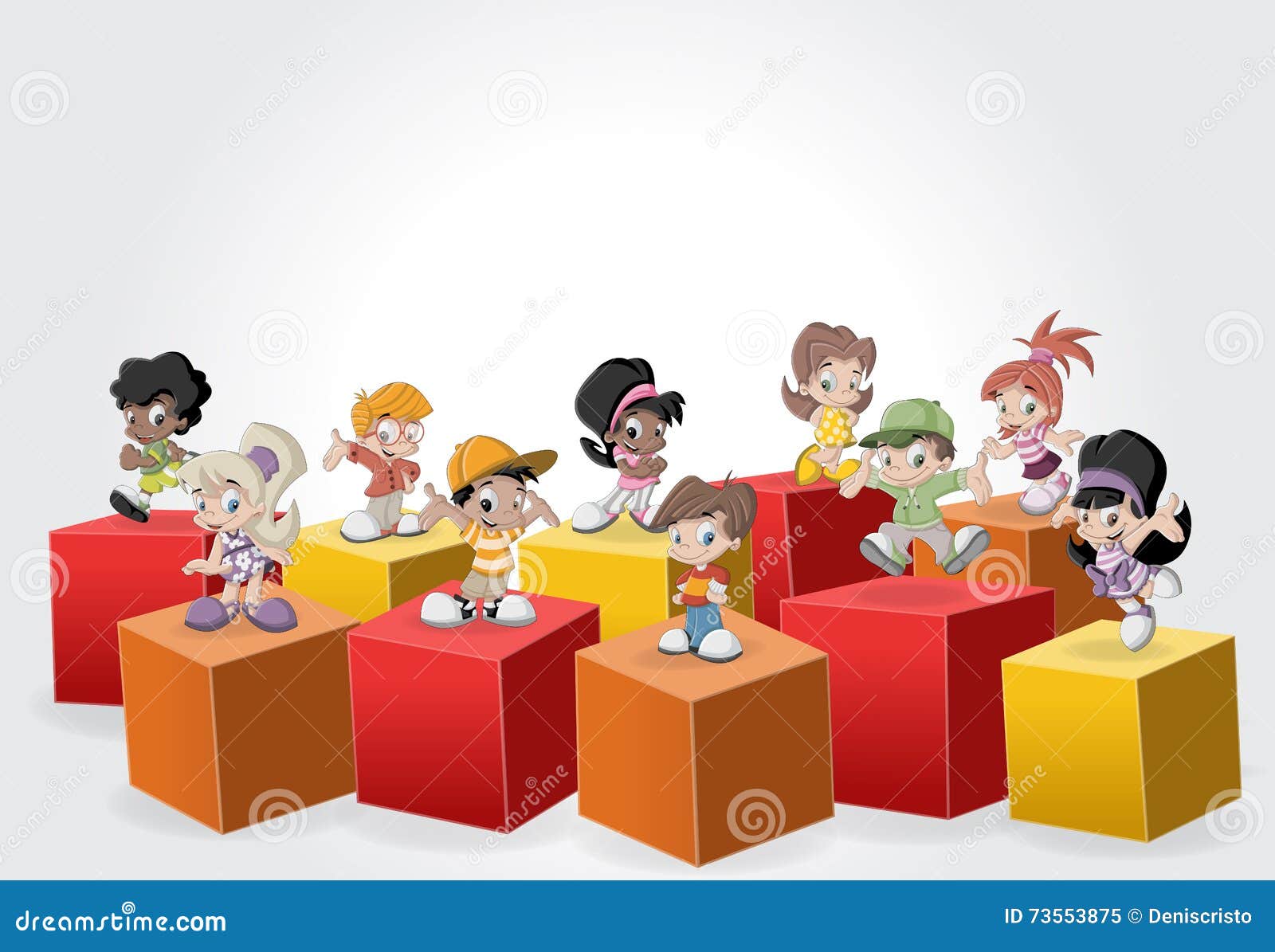 3d Cubes with Cartoon Children. Stock Vector - Illustration of board ...