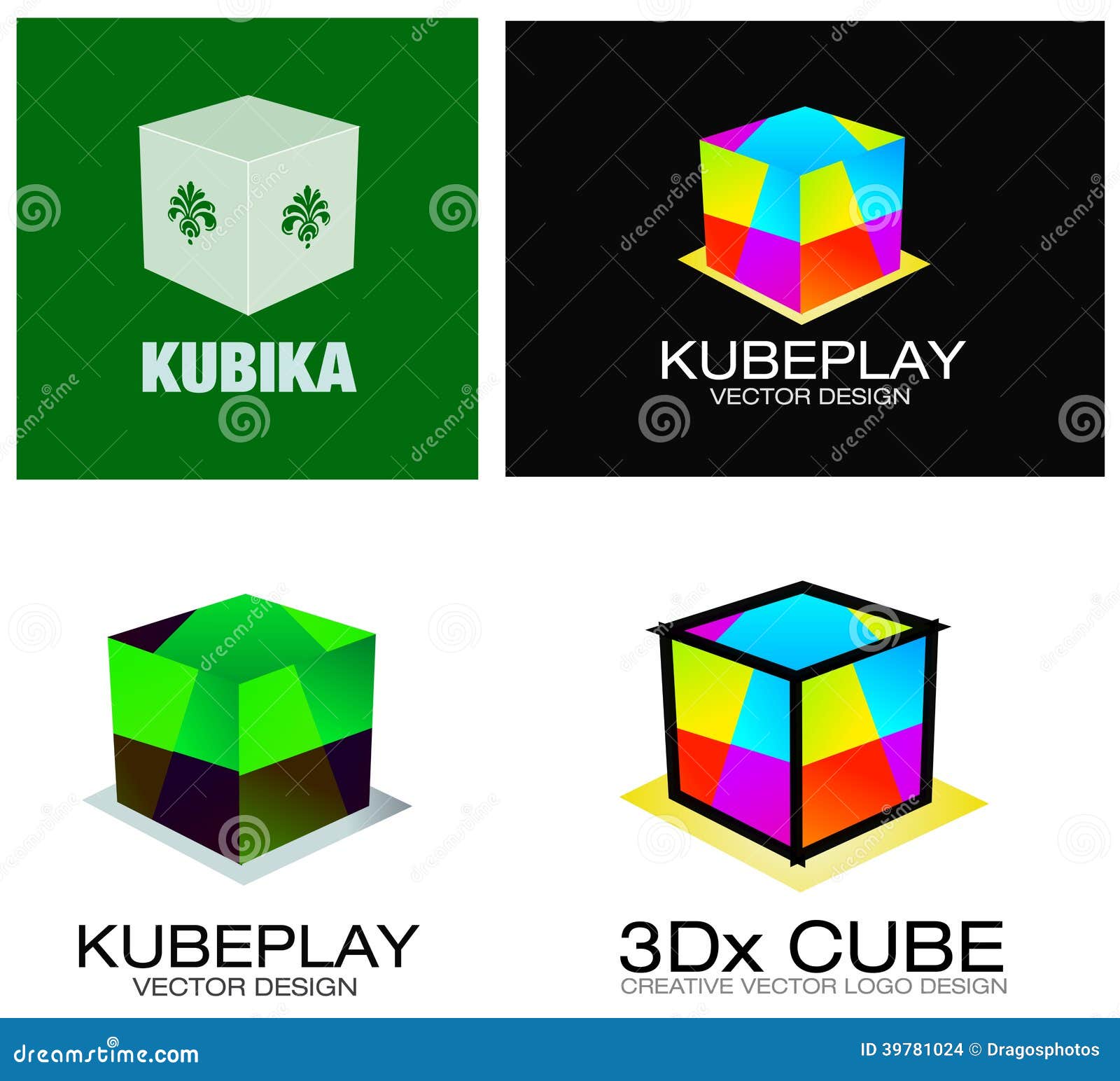 3D Cubes Company Logo Set stock abbildung. Illustration von einbrennen ...