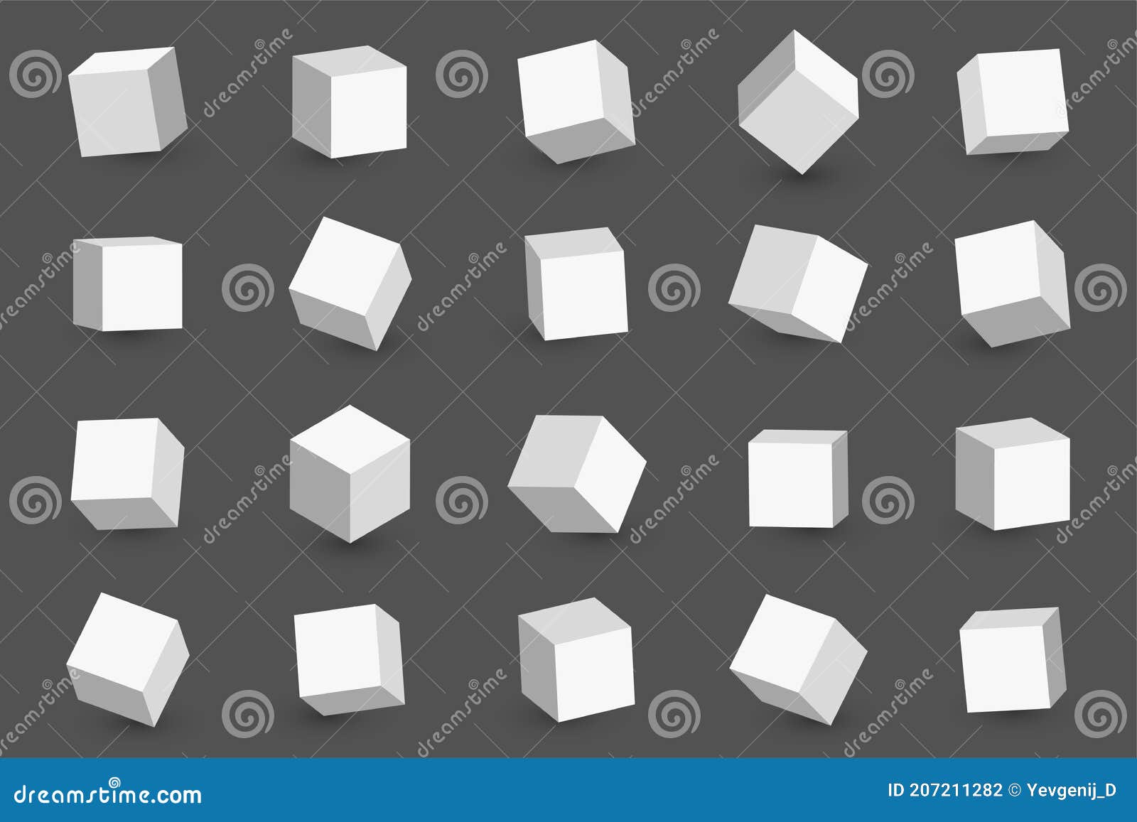 3d Cubes in Different Perspective, Angles and Isometric View. White ...