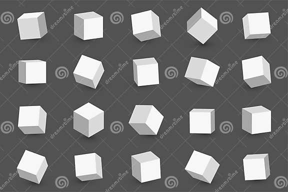 3d Cubes in Different Perspective, Angles and Isometric View. White ...