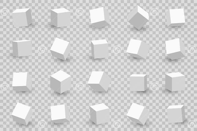 3d Cubes in Different Perspective, Angles and Isometric View. White ...
