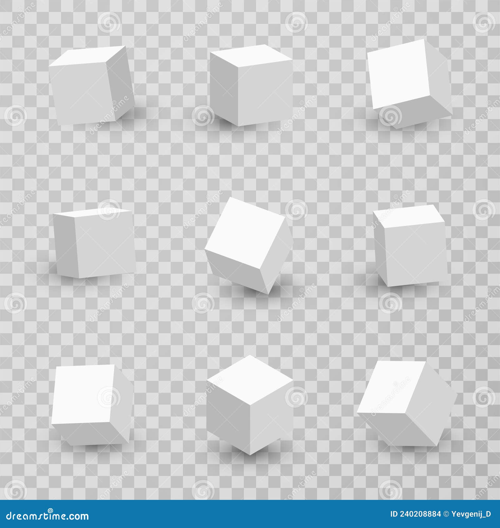 3d Cubes in Different Perspective, Angles and Isometric View. White ...