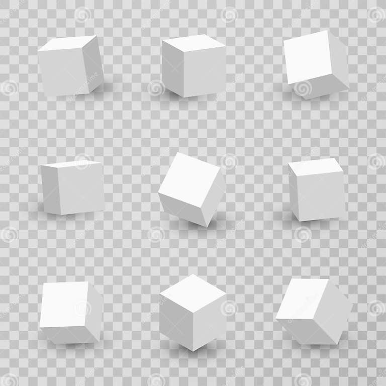 3d Cubes in Different Perspective, Angles and Isometric View. White ...