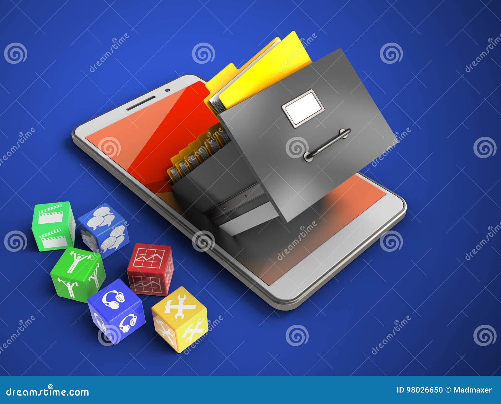 3d cubes stock illustration. Illustration of smartphone - 98026650