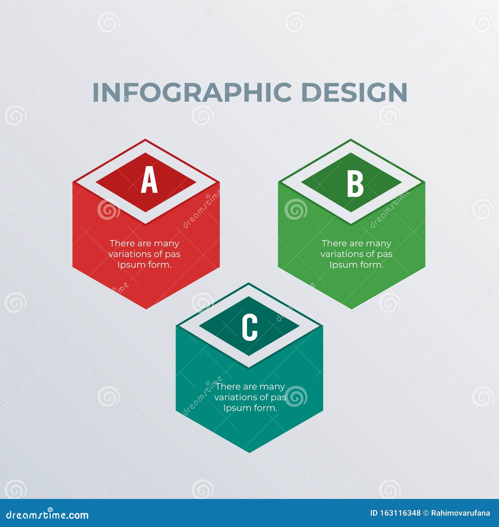 3D Cubes Infographic Template Design with a,B,C Letters. Business ...