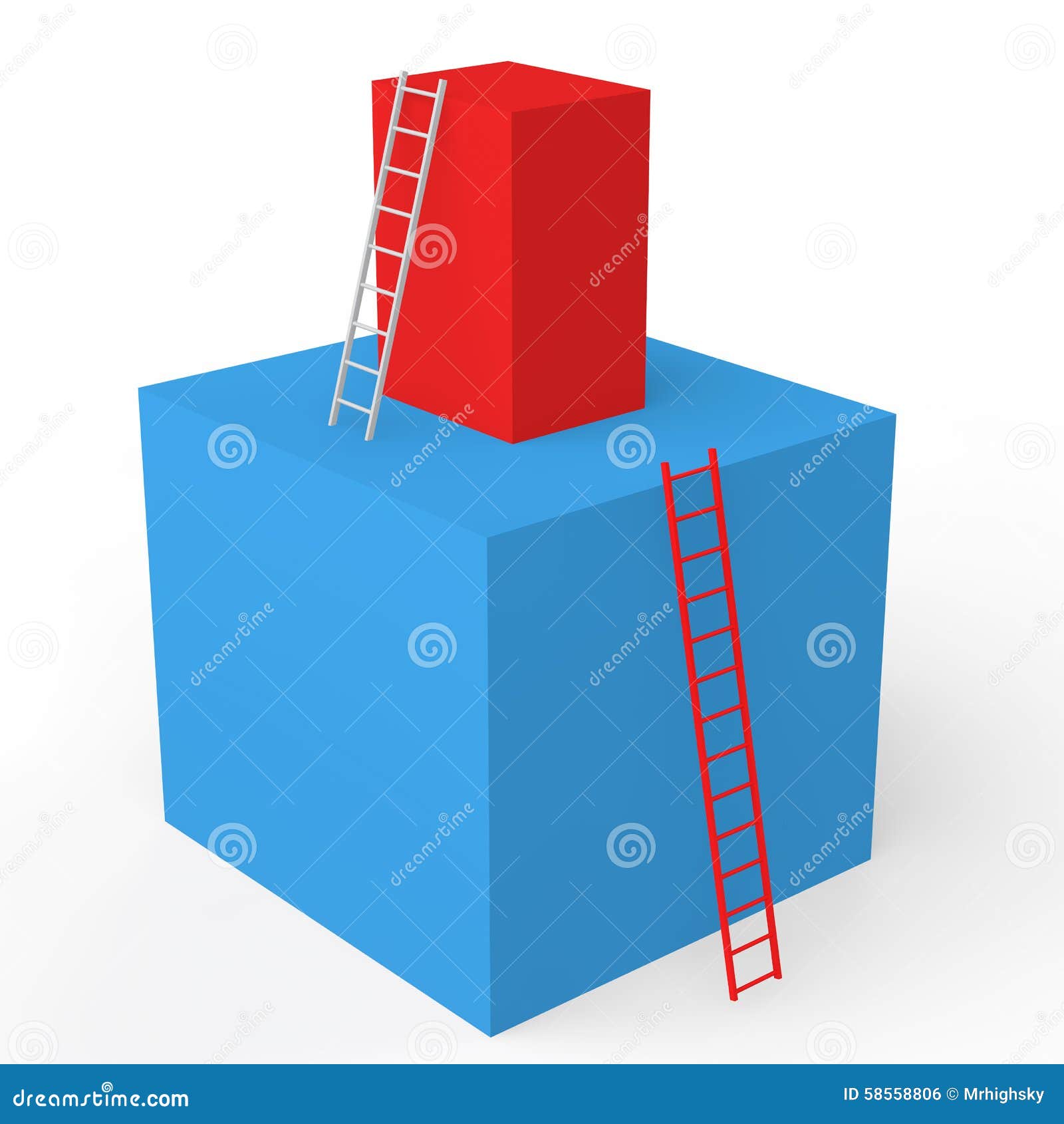 3d cubes with ladders stock illustration. Illustration of climb - 58558806