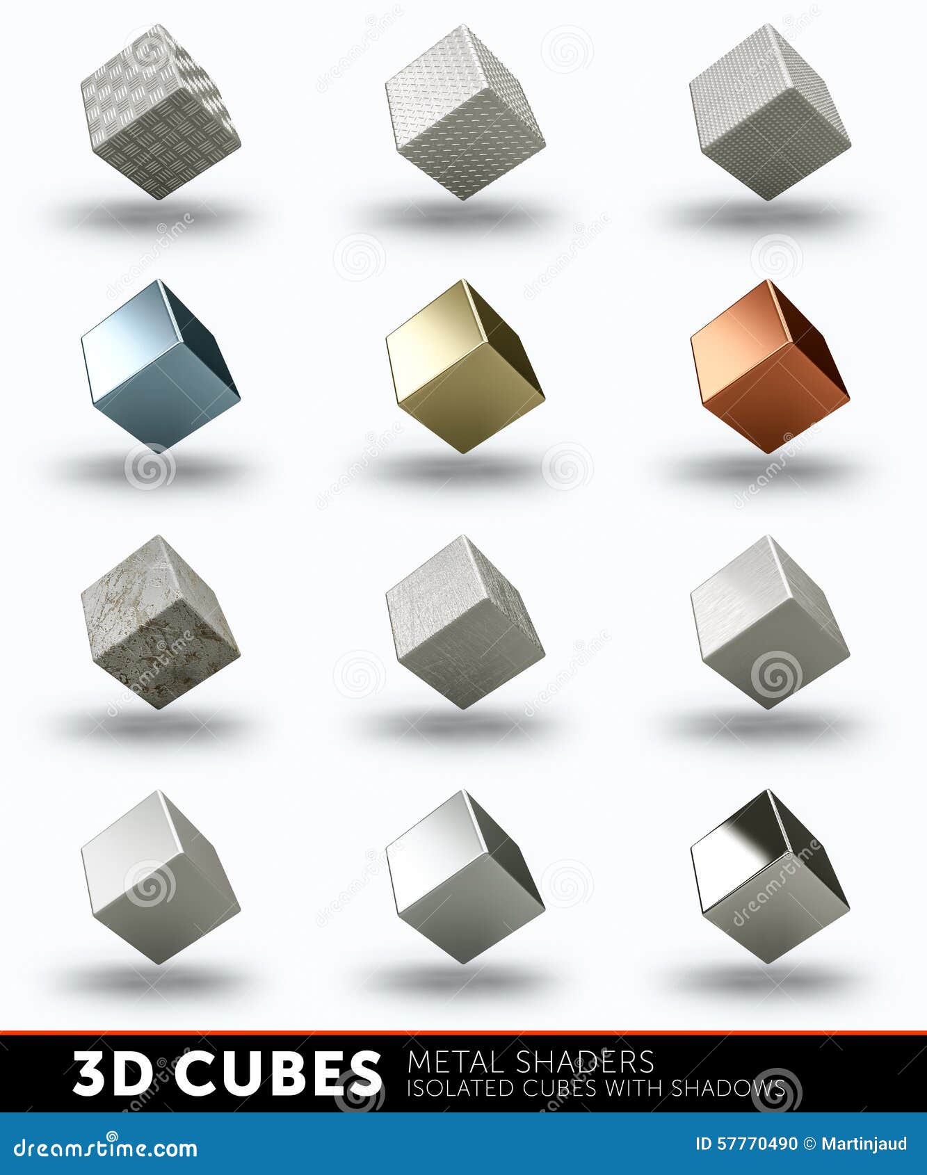 3D Cubes with Metal Textures Stock Illustration - Illustration of ...